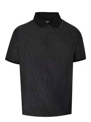 Pal Zileri Diamond-pattern Short-sleeve Polo Shirt - Black