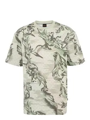 BOSS Abstract-print Cotton T-shirt Neutrals