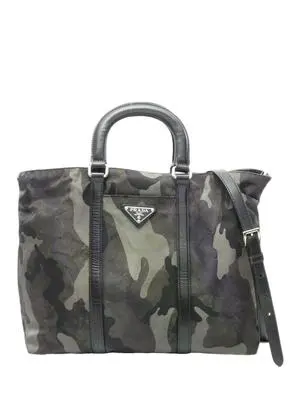 Prada Prada Camouflage Print Handbag Green