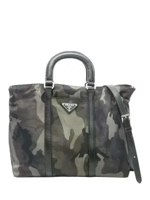 Prada Prada Camouflage Print Handbag Green