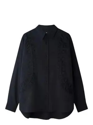 SAGE NATION Fossil Ruched-panel Shirt - Black