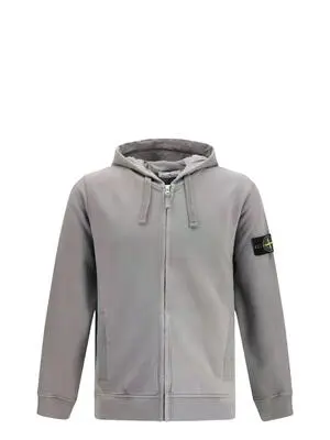 Stone Island Logo-patch Zip-up Hoodie - Grey