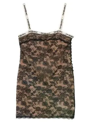 Saint Laurent Floral Lace Mini Dress - Black