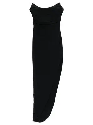 ROOM76 Asymmetrical Hem Strapless Maxi Dress - Black