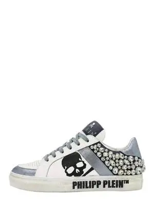 Philipp Plein Embellished Skull Low-top Sneakers - White