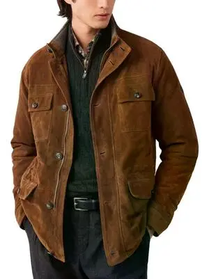 HACKETT LONDON Leather Jacket - Brown