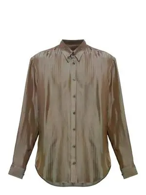Giorgio Armani Herringbone-pattern Shirt - Brown