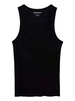 Simkhai Ribbed Scoop Neck Tank Top - Black