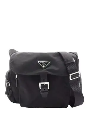 Prada Tessuto Buckle Shoulder Bag - Black