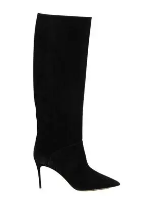 Casadei Suede Pointed-toe Knee-high Stiletto Boots - Black
