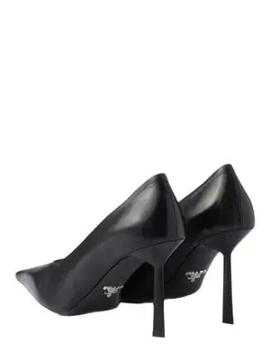 Prada Leather Pointed Toe High Heel Pumps - Black