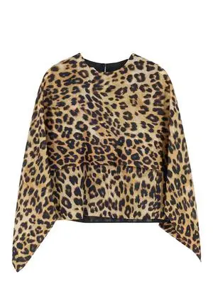 Alberta Ferretti Animal Print Cape Blouse - Neutrals