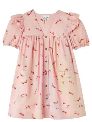 GANNI GANNI Floral Print Puff Sleeve Mini Dress