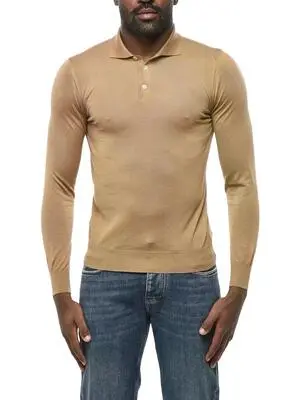 Malo Cashmere Long-sleeve Polo Shirt - Brown