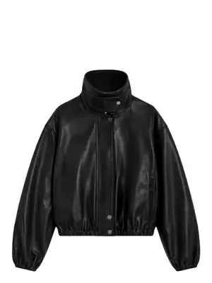 Nour Hammour Pia High-neck Leather Jacket - Black
