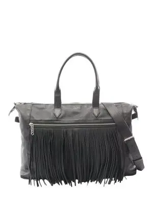 Saint Laurent Leather Fringe Tote Bag - Black