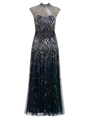 TEMPERLEY LONDON Embellished Mock Neck Gown - Blue