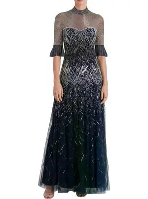 TEMPERLEY LONDON Sequin Embellished Gown - Blue