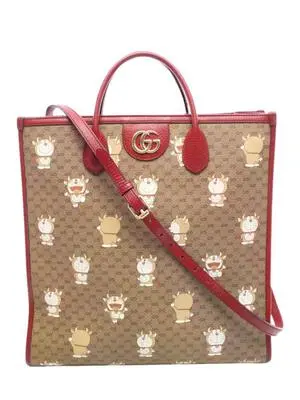 Gucci Doraemon Print Gg Supreme Tote Bag - Brown