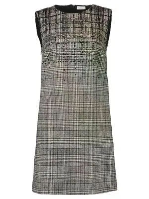 Brunello Cucinelli Embellished Check-pattern Sleeveless Dress - Brown