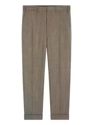 Dries Van Noten Cropped Wool Cuffed Pants - Grey