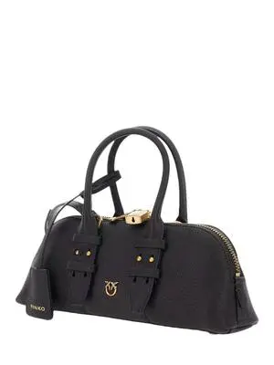 Pinko Escape Bag Horizontal Small Handbag In Full-grain Leather - Brown