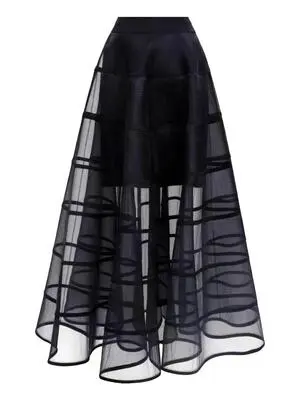 GEMY MAALOUF Sheer-panelled Midi Skirt - Black