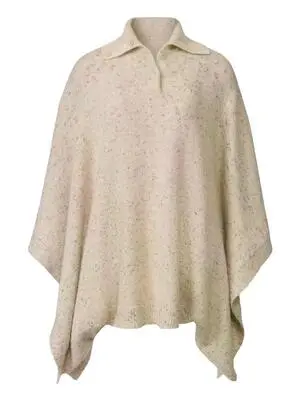 Fabiana Filippi Flecked-knit Button-collar Cape - Neutrals