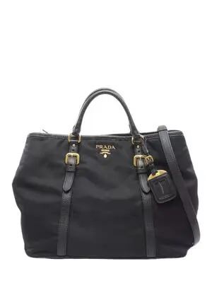 Prada 2000s Buckled Tote Bag - Black