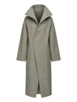 Rick Owens Dracucollar Belted Wool Coat - Grey