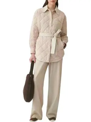 Fabiana Filippi Quilted Belted Coat - Neutrals