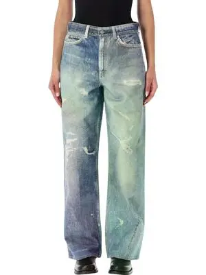 OUR LEGACY OUR LEGACY Full Cut Jeans With Trompe L'oeil Print