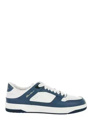 Santoni Panelled Leather Sneakers - Blue