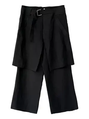 SAN263-1 Layered Wide-leg Trousers - Black