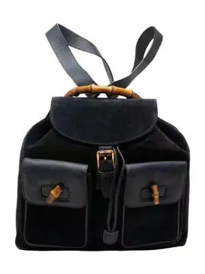 Gucci 20th Century Suede Bamboo Backpack - Blue