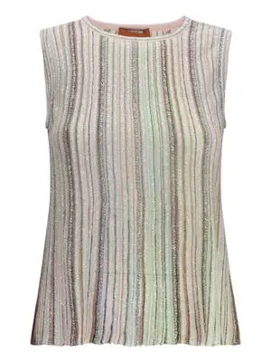 Missoni Sleeveless Ribbed Knit Top With Sequins - Neutrals