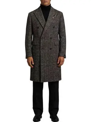 Tagliatore Pino Lerario Herringbone Double-breasted Coat - Black
