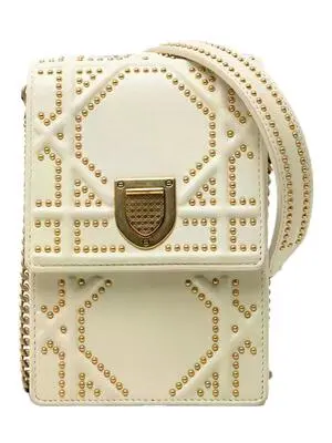 Dior 2017 Studded Lambskin Vertical Diorama Crossbody Bag - Neutrals