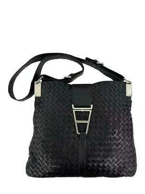 Bottega Veneta Nappa Intrecciato Shoulder Bag - Black