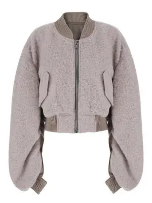 Rick Owens Rick Owens Faded Pink Wool Bomber Jacket With Ruched Sleeves Multicolor