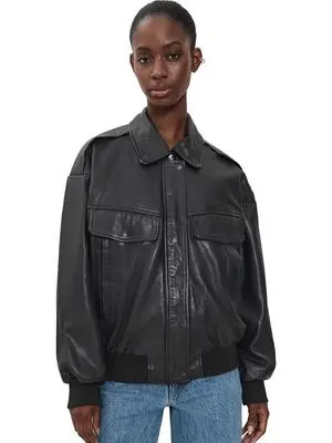 LAMARQUE Trevanna Leather Bomber Jacket - Black