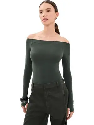 Commando Commando Ballet Off Shoulder Thong Bodysuit With Thumbholes Hazel