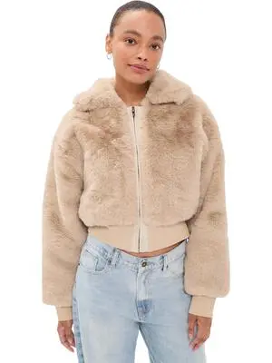 Lioness Drita Faux Fur Jacket - Sand