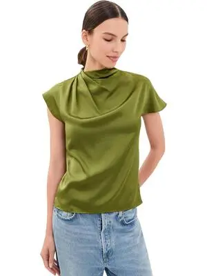 Staud Davina Silk Top - Pear