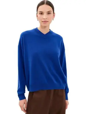 Staud Spencer Cashmere V-neck Sweater - Cobalt