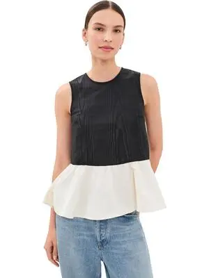 SIMONMILLER Iris Moire Top - Black/bone