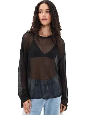 Lioness Bloom Long Sleeve Sweater - Noir