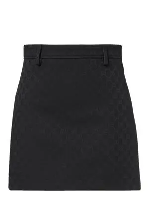Gucci Gg Monogram Mini Skirt - Black