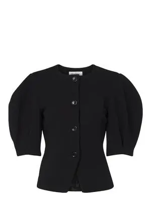 Max Mara Jersey Jacquard Jacket With Puffed Sleeves - Black
