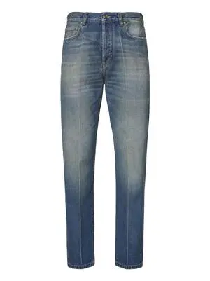 Versace Distressed Straight Jeans - Blue